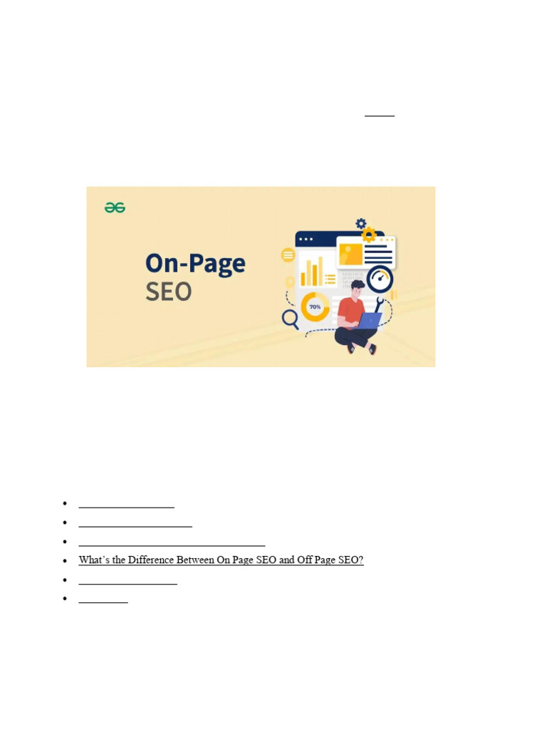 On Page SEO Optimization | PDF | Search Engine Optimization | Html Element