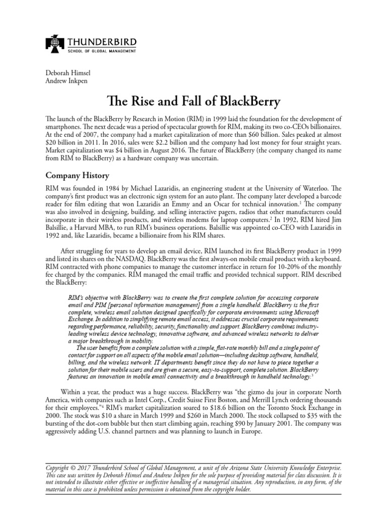 The Rise and Fall of Blackberry | PDF | Black Berry Limited | Blackberry