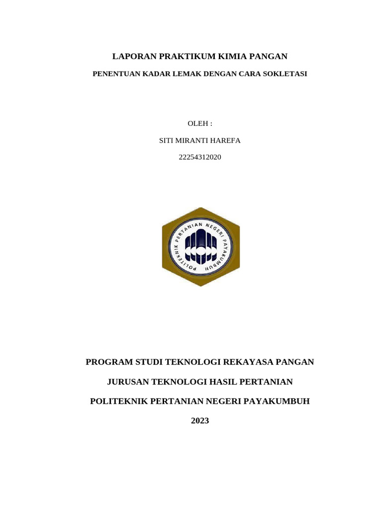 Laporan Praktikum Kimia Pangan Lemak | PDF