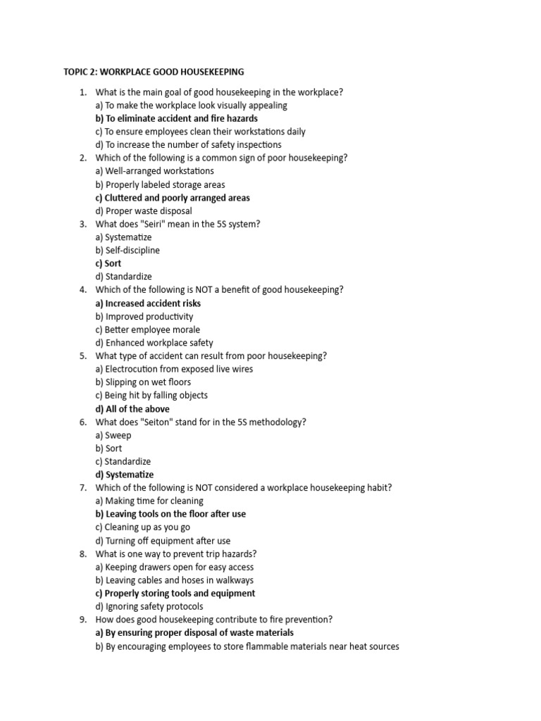 Topic 2 - Workplace Good Housekeeping Midterm Reviewer | PDF ...