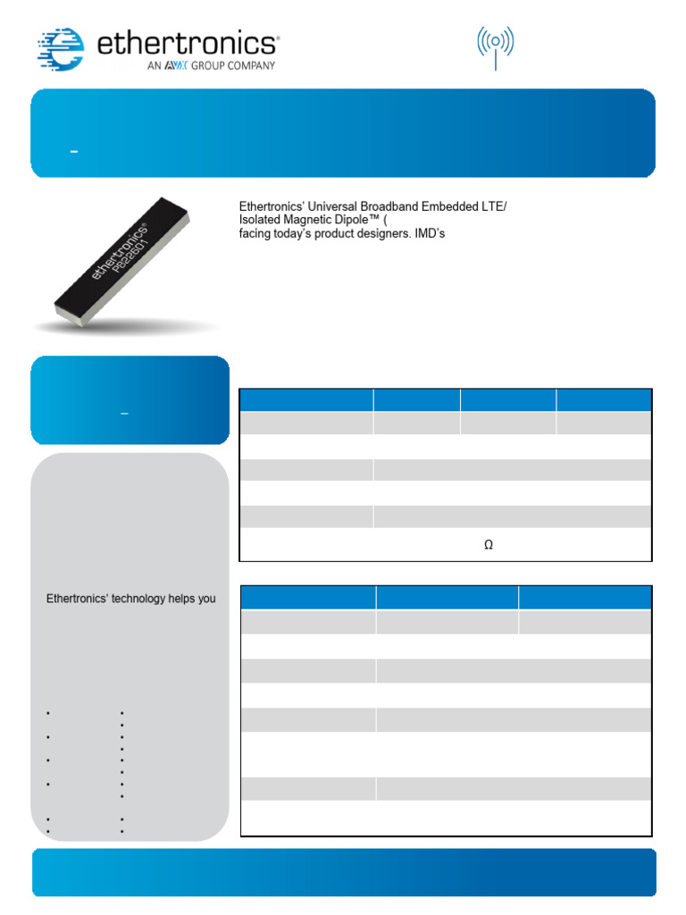 Universal Broadband FR4 Embedded LTE - LPWA Antenna - AVX-E - P822601-P822602 | PDF | Antenna ...