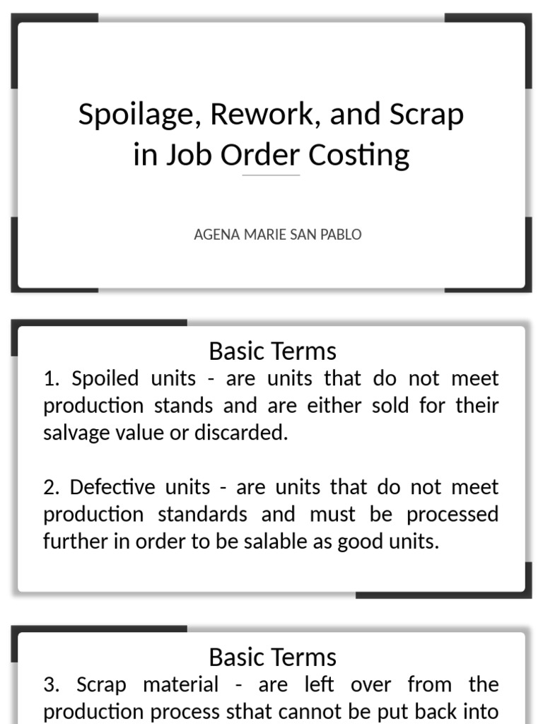 Spoilage, Rework, and Scrap in Job Order Costing | PDF | Production And ...