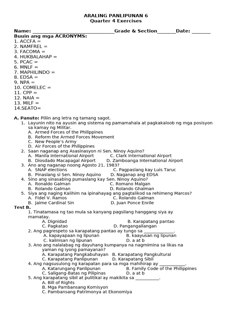 AP Q4 Exercises | PDF