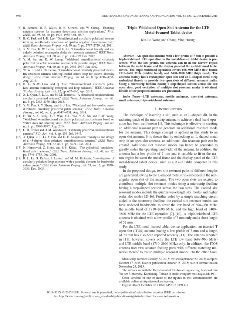 Triple-Wideband Open-Slot Antenna For The LTE Metal-Framed Tablet ...