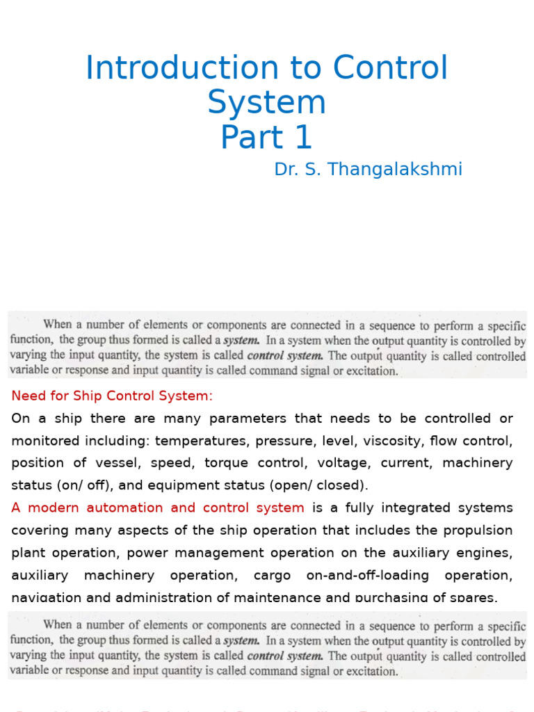 1 Introduction to Control System - Unit I (Part 1) - Copy | PDF ...
