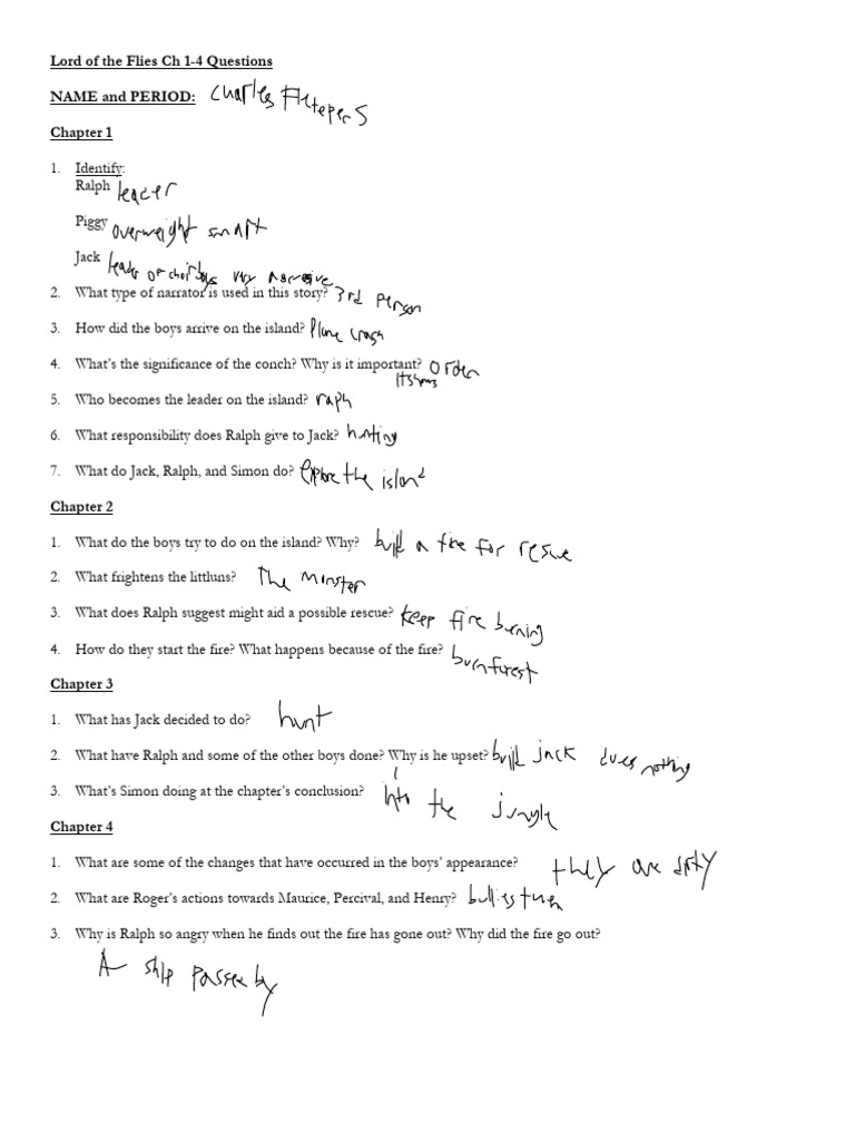 Lord of the Flies Chapters 1-4 Overview | PDF