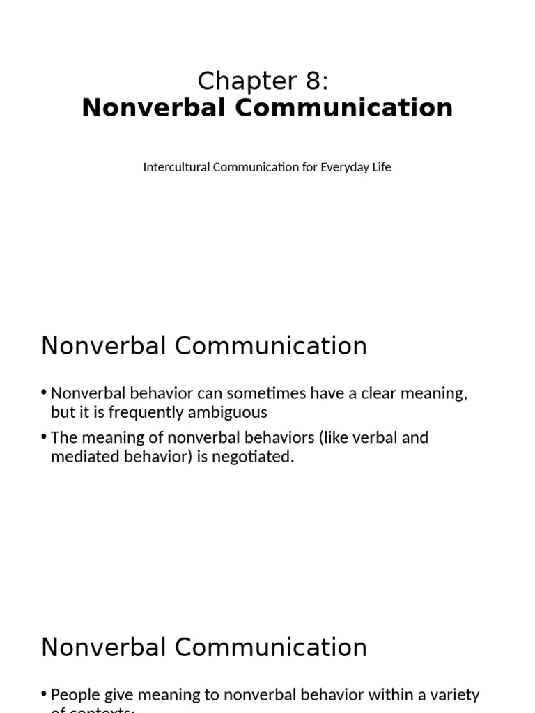 Chapter 8 Nonverbal Communication | PDF | Nonverbal Communication | Communication