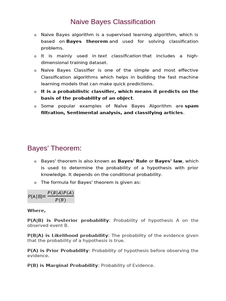 Naive Bayes Classification | PDF | Learning | Statistics