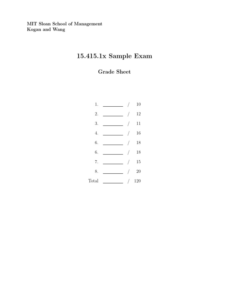 MIT Sloan 15.415.1x Sample Exam Guide | PDF | Bonds (Finance) | Yield ...