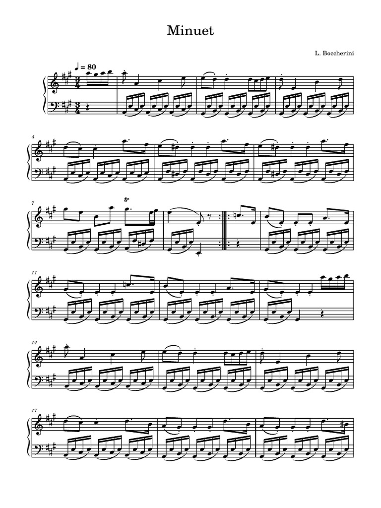 Minuet in A Major Luigi Boccherini | PDF