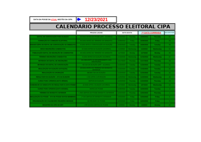 CALENDÁRIO AUTOMATICO CIPA GESTÃO | PDF | Eleições | Eventos políticos
