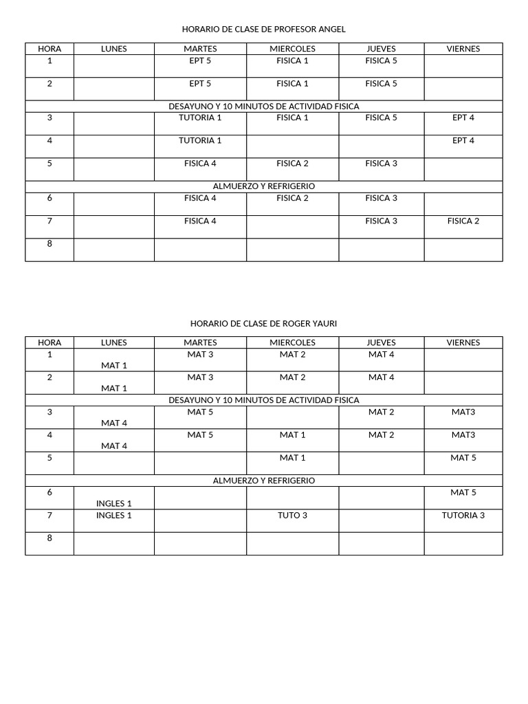 FORMATO DE CLASES PROFESOR | PDF