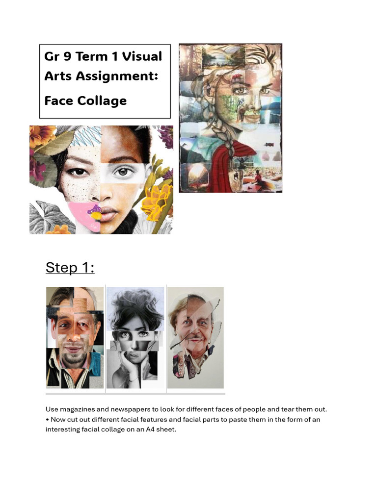 GR 9 VA Term 1 - Face Collage - Instructions | PDF