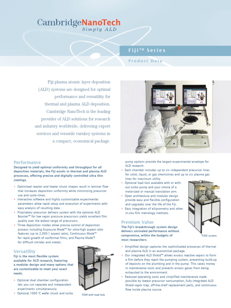 FIJI Brochure ALD Cambridge Nanotech PDF | PDF | Pump | Materials