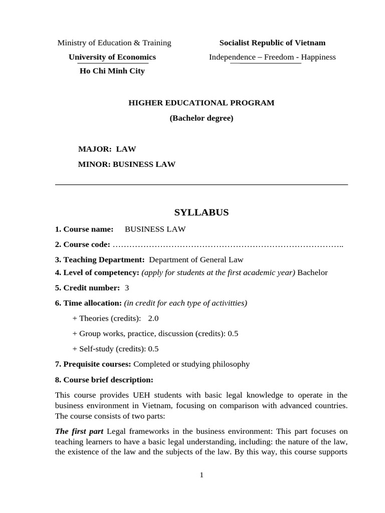 Business Law. Syllabus.sol.16062021 (2) | PDF | Breach Of Contract ...