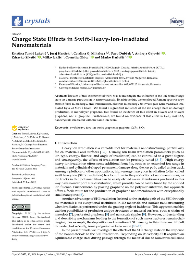 Luketic Et Al 2022 - Charge State Effects in Swift-Heavy-Ion-Irradiated ...