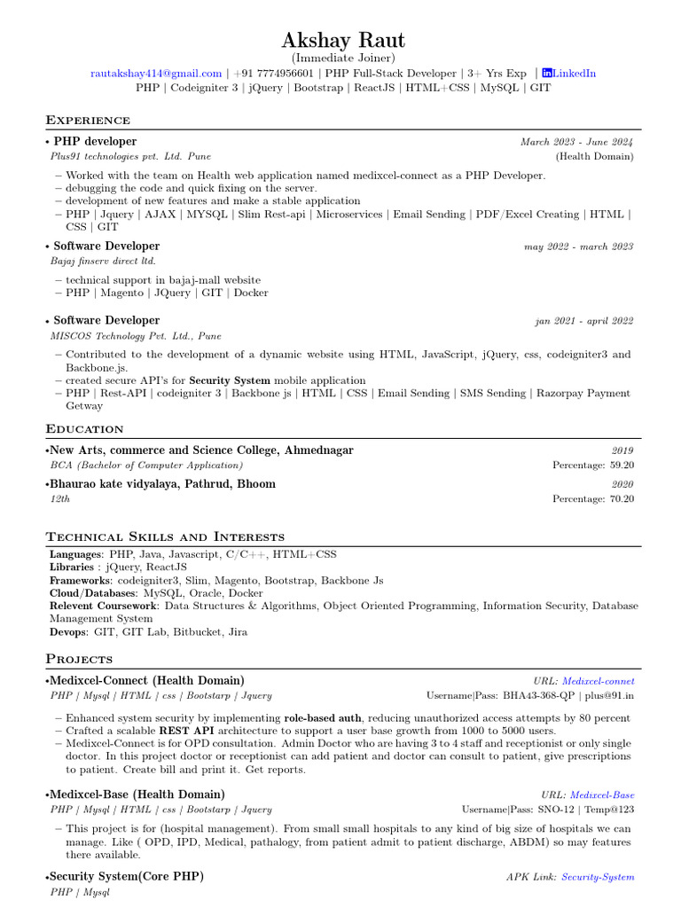 70 ATS Rating Resume Template | PDF | J Query | Bootstrap (Front End Framework)