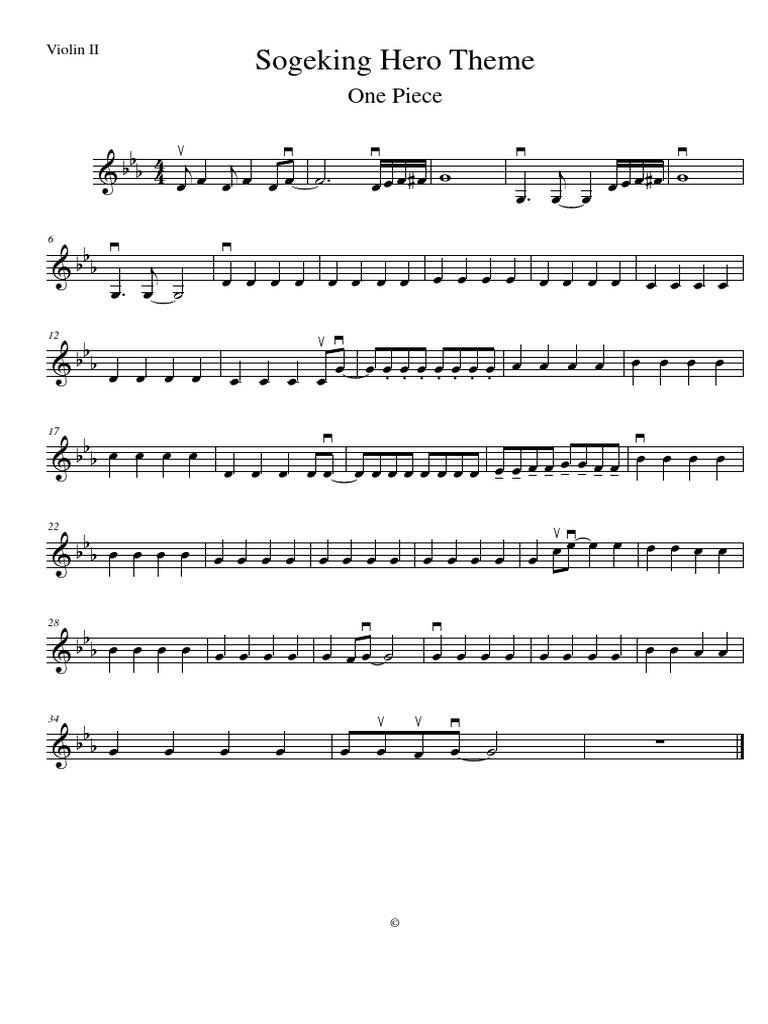Sogeking Hero Theme - Violin II | PDF