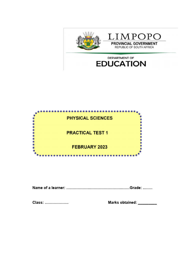 MW PHSC GR11 Practical Test 1 | PDF | Force | Experiment
