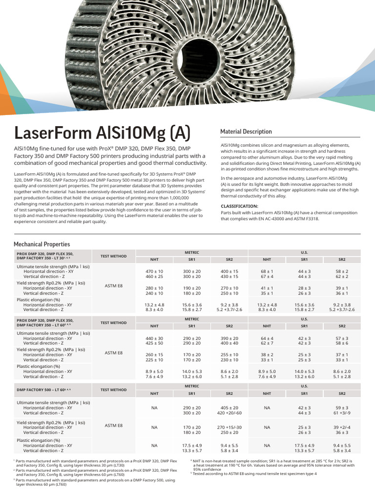3d Systems Laserform Alsi10mg (A) Datasheet A4 Us 2021-07-13 A Print ...