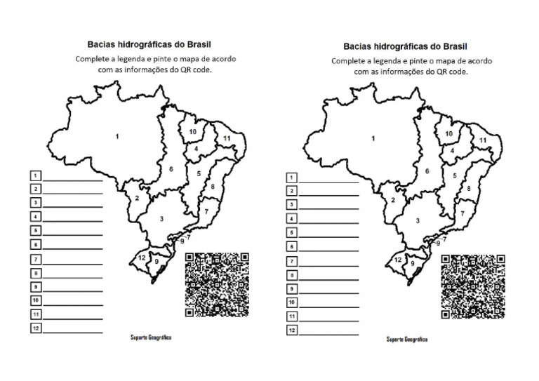Atividade Com Mapa Sobre A Hidrografia Brasileira Modelo 2 | PDF