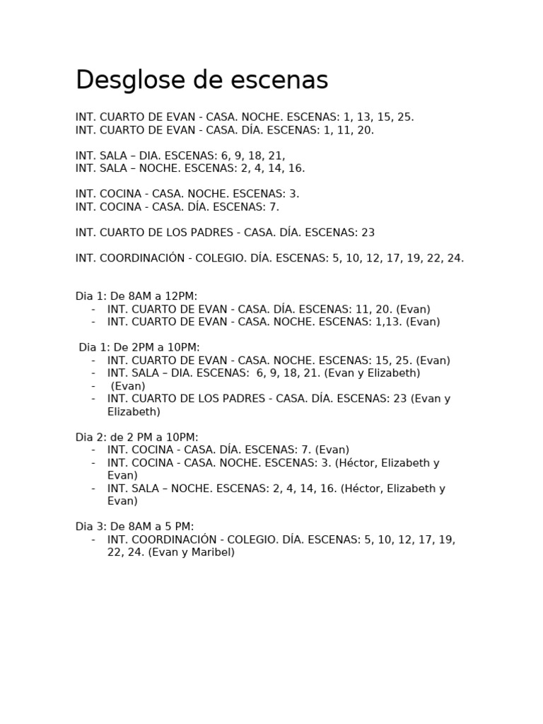 Desglosé de Escenas | PDF