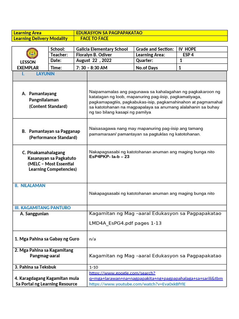 Q1 ESP W1 D1 DLP | PDF