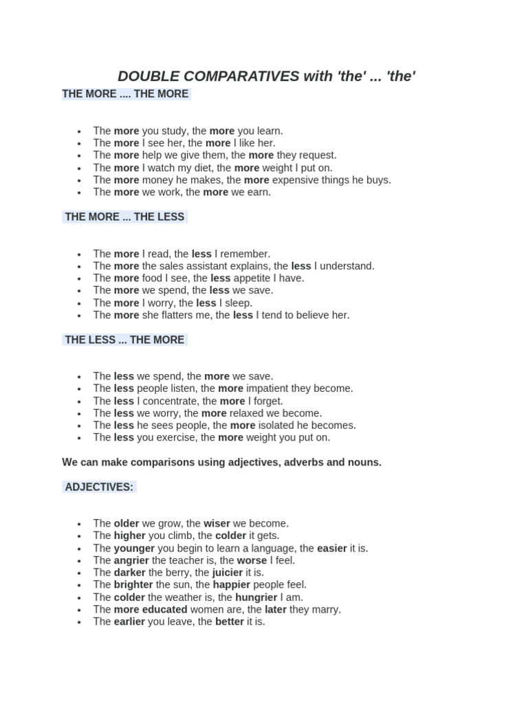Double Comparatives | PDF