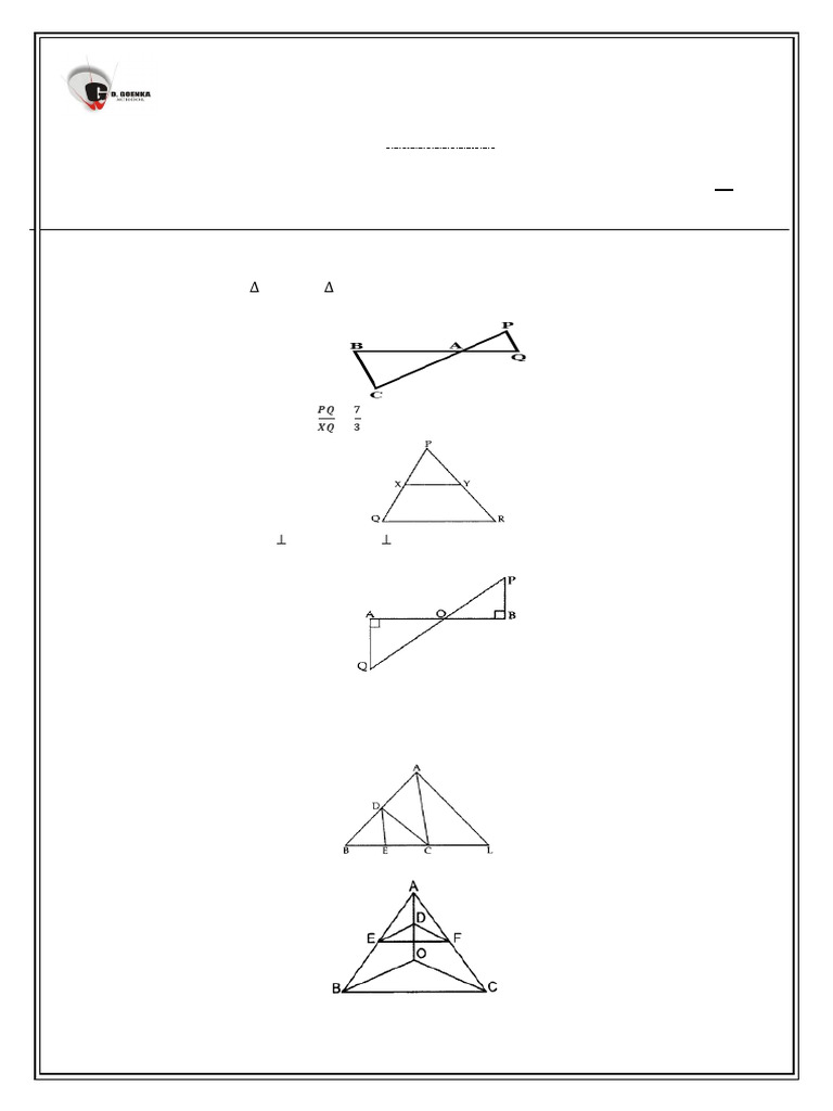 Worksheet 10th Class Triangles | PDF