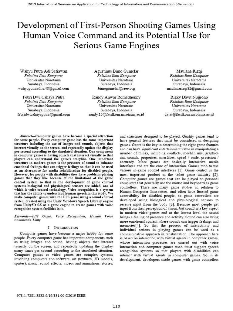 Development of First-Person Shooting Games Using Human Voice Command ...