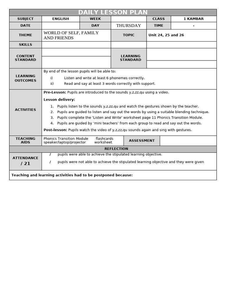 English Lesson Plan: Phonics & Adjectives | PDF | Phonics | Cognitive ...