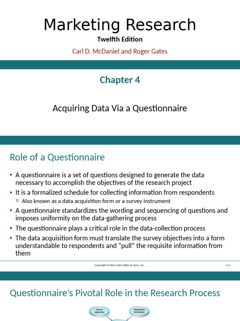 Marketing Research ch04 | PDF | Survey Methodology | Questionnaire