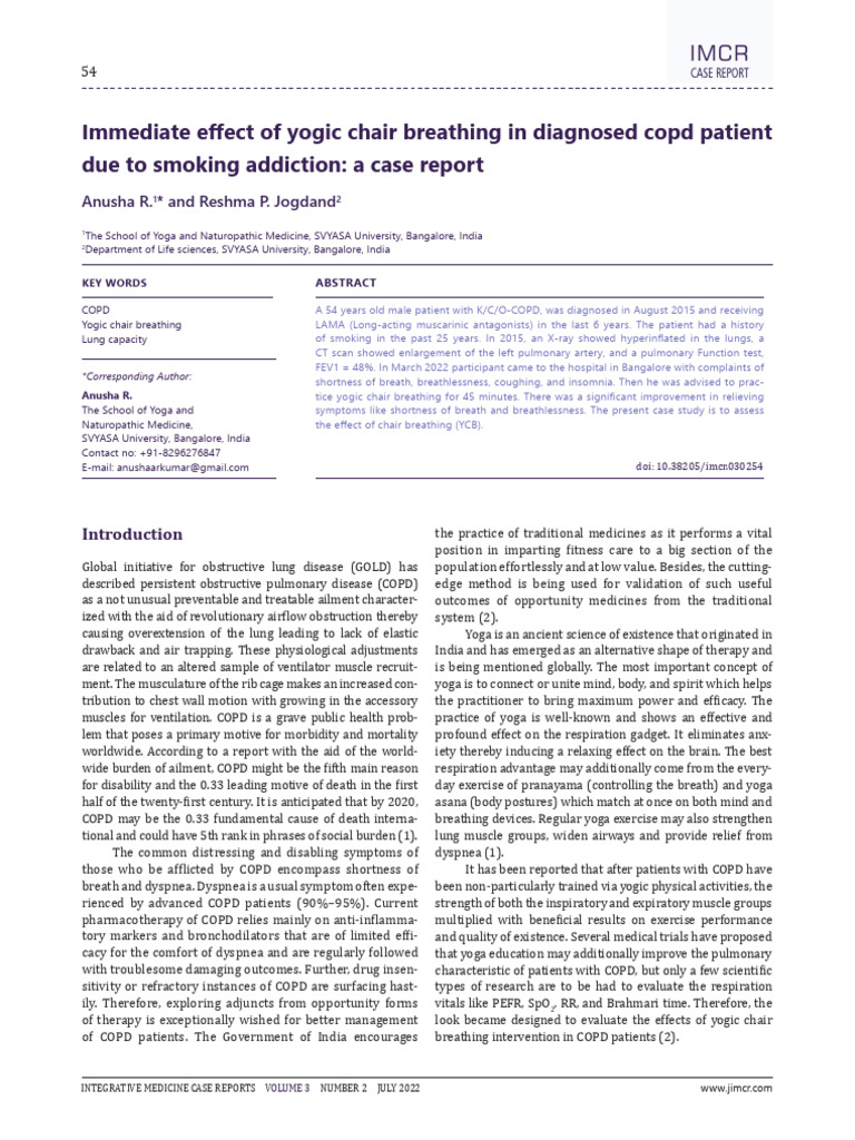 Yogic Chair Breathing for COPD Relief | PDF | Chronic Obstructive ...