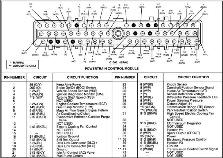 Ford Contour 1995 Wiring Diagram Module Manual Transmission and ...