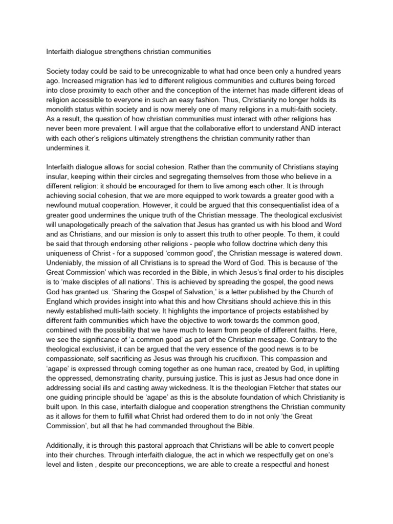 Interfaith Dialogue Strengthens Christianity | PDF | Jesus | Interfaith ...
