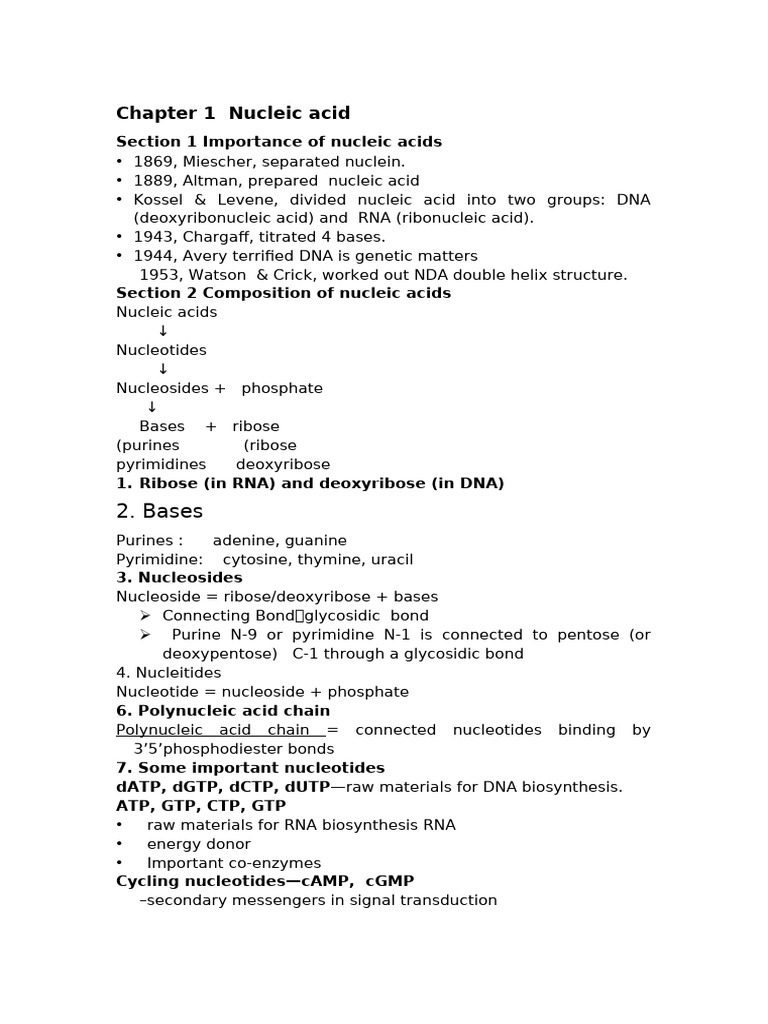 Chapter 1 Nucleic acid 讲义 | PDF | Nucleotides | Dna