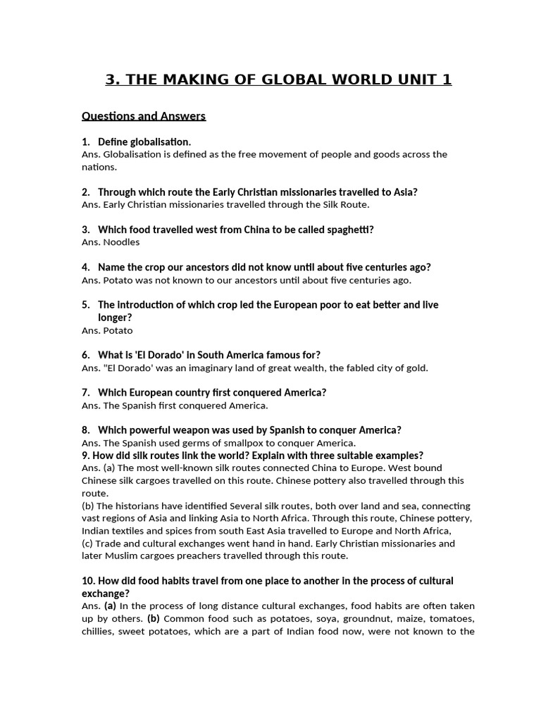 Globalization and Cultural Exchange Insights | PDF | Silk Road ...