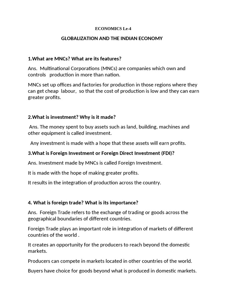 ECONOMICS Lesson 4 Modified | PDF | Market (Economics) | Multinational ...