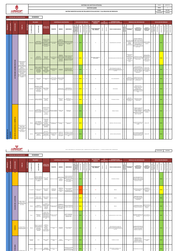 Qhse-Mt-01 Matriz Identificacion de Peligros Evaluacion y Valoracion de Riesgos Ok | PDF ...