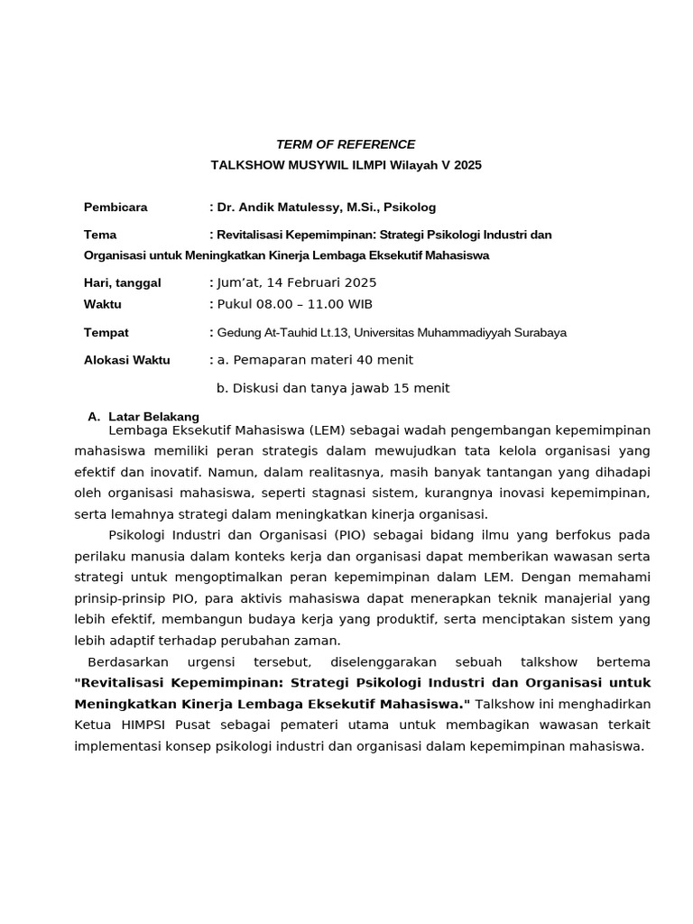 Tor Talkshow Musywil Fix 2025 | PDF