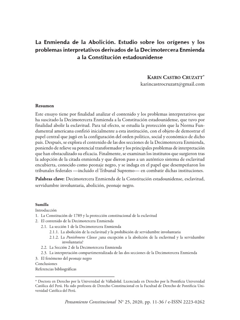 La Enmienda de La Abolición. Estudio Sobre Los Orígenes y Problemas ...