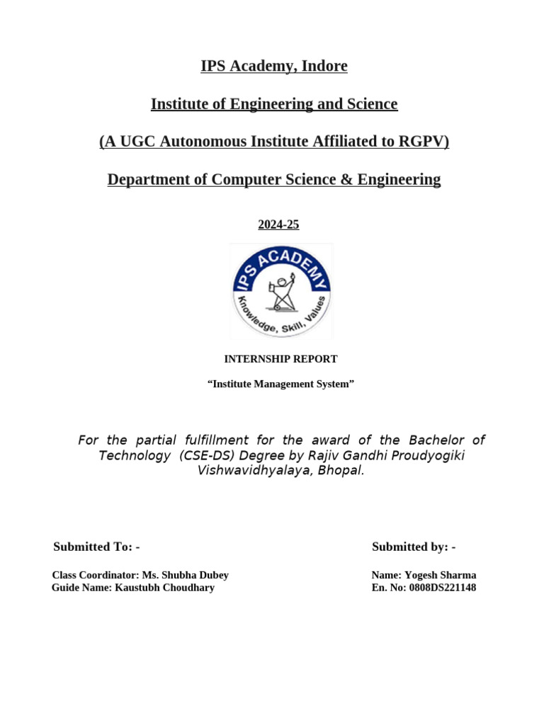 Internship Report: Institute Management System | PDF | Java ...