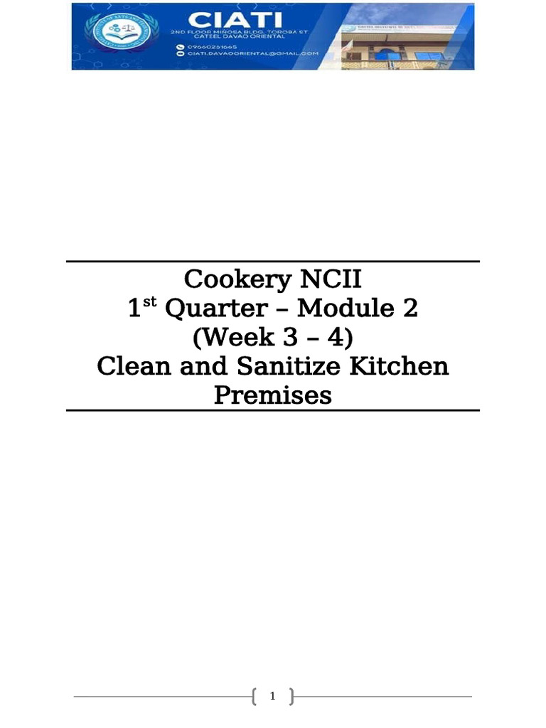 Cookery NCII Module 2 Week 3 - 4 | PDF | Disinfectant