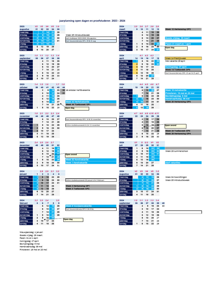 jaarrooster-2023-2024---met-open-dagen | PDF