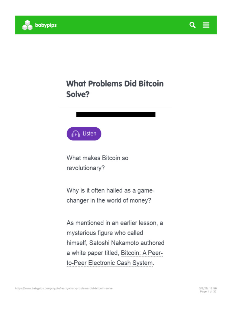 Bitcoin's Solutions to Digital Currency Issues | PDF | Bitcoin | Money