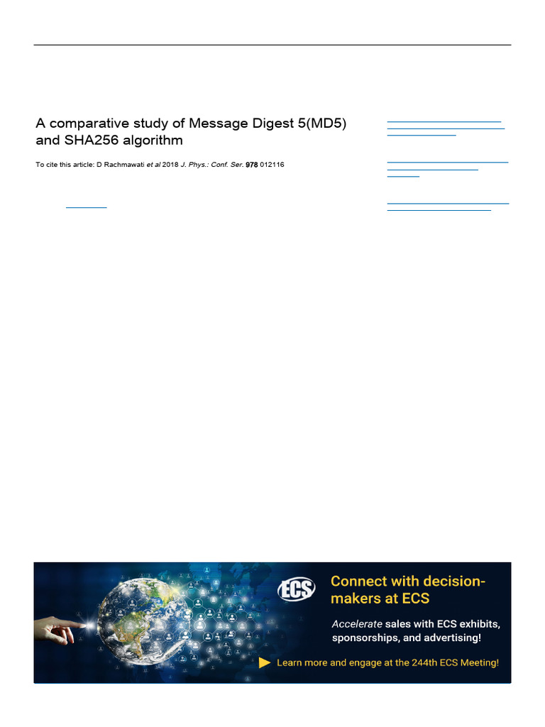 2018 - A Comparative Study of Message Digest 5 (MD5) and SHA256 ...