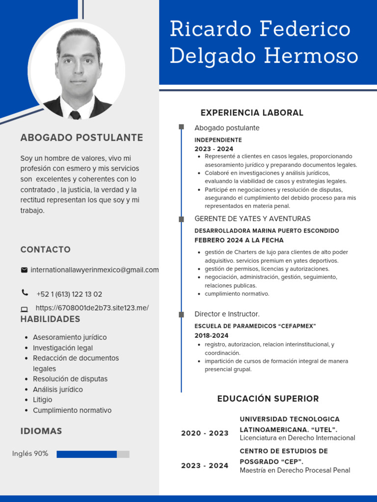 CV Del Abogado Ricardo Federico Delgado Hermoso | PDF | Abogado | Justicia