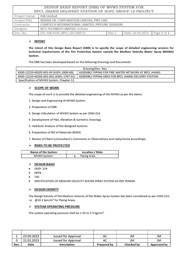 DTL-IHB-KGPL-BPCL-JDS-DBR-01 - R1 - in Order-Signed | PDF | Gases ...