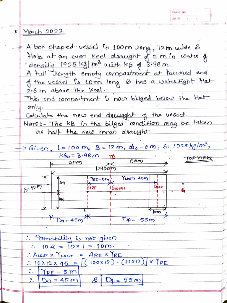 Ship Stability and Bilge Calculations | PDF