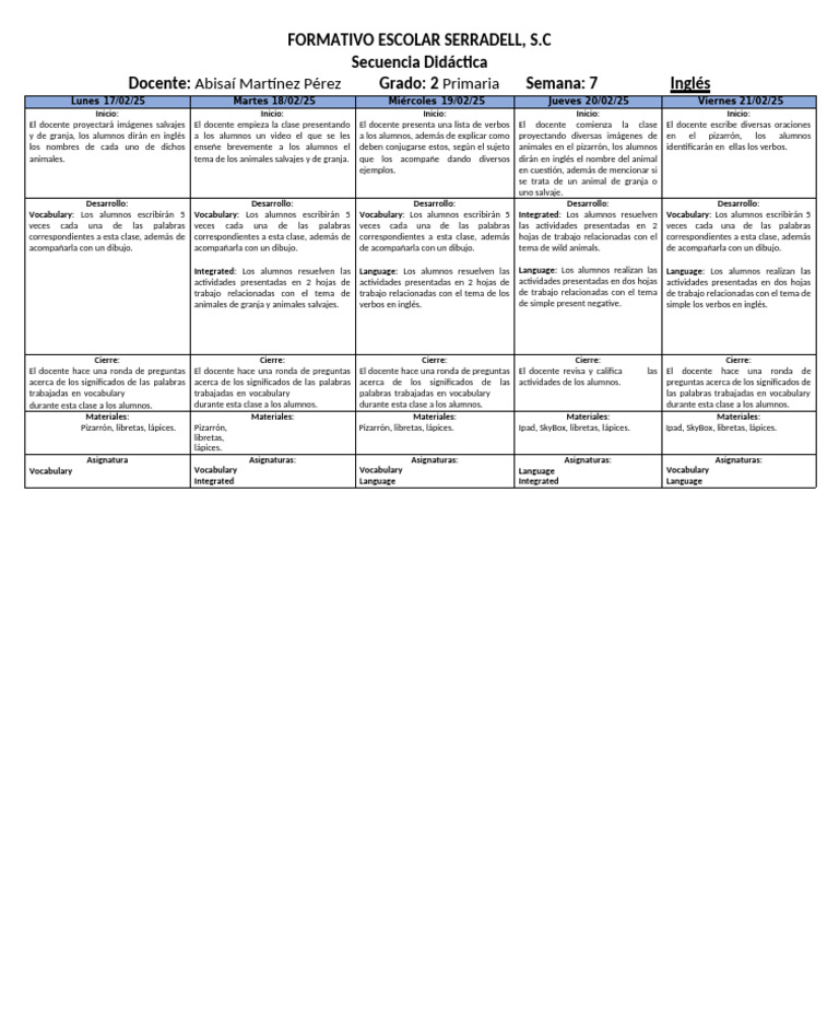 Planeacion 2° Primaria 2025 Semana 7 | PDF | Lingüística